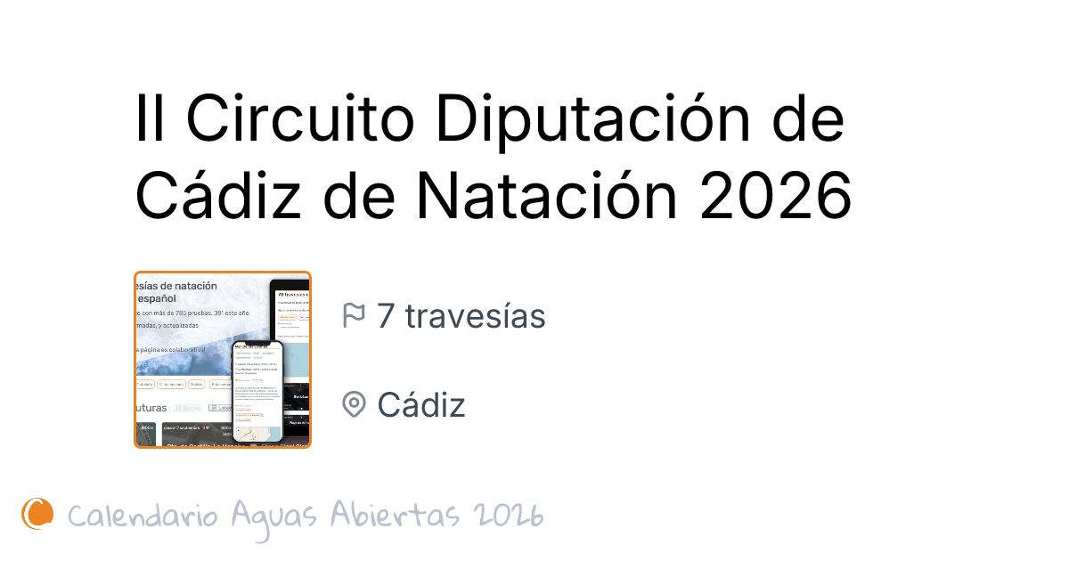 II Circuito Diputación de Cádiz de Natación 2026 ~ Calendario de Aguas ...